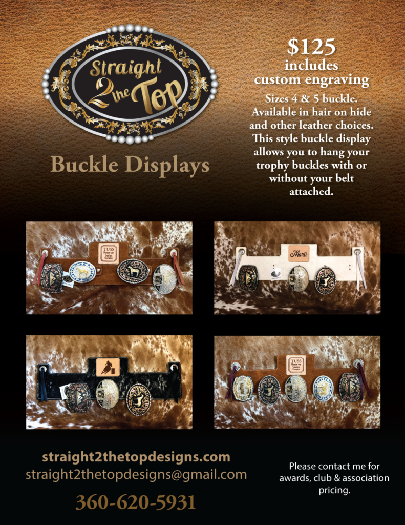 Custom Engraved Trophy Buckle Displays - Straight 2 The Top Designs