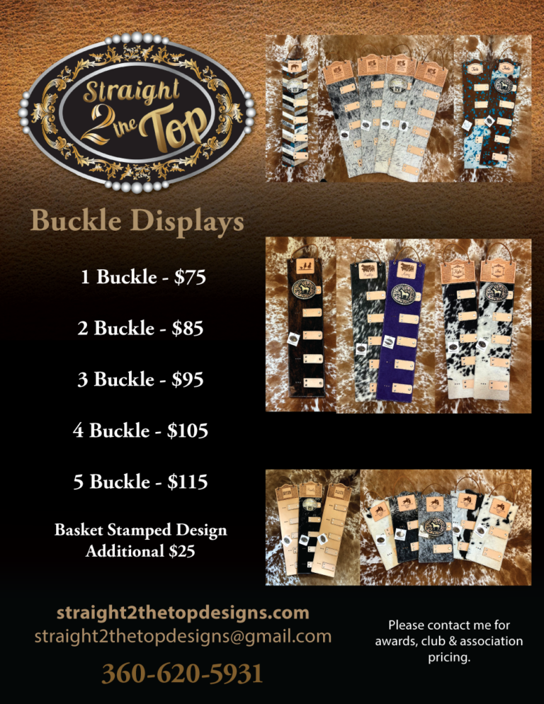 Custom Engraved Trophy Buckle Displays - Straight 2 The Top Designs